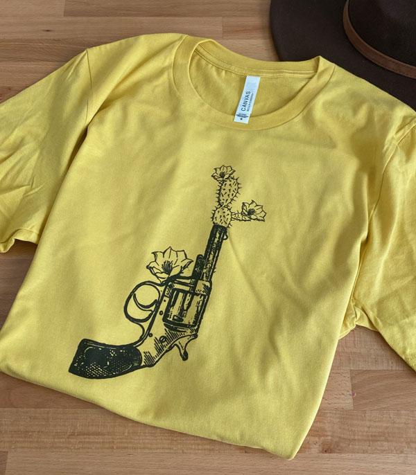 Wholesale Western Cactus Pistol Graphic Tshirt — YK Trading Inc