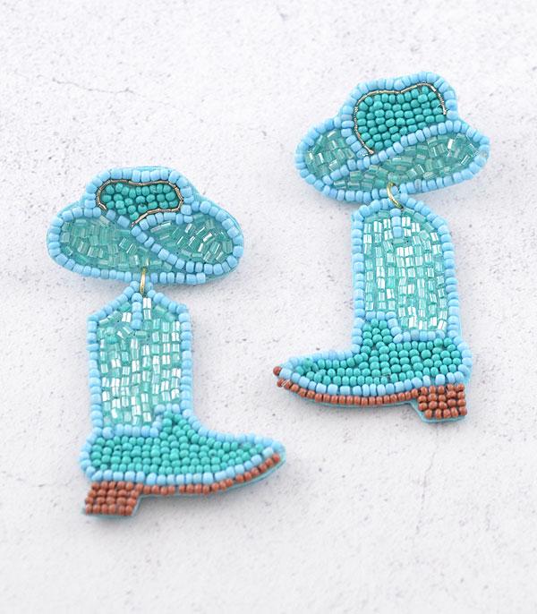Wholesale Seed Bead Cowboy Boots Earrings — YK Trading Inc